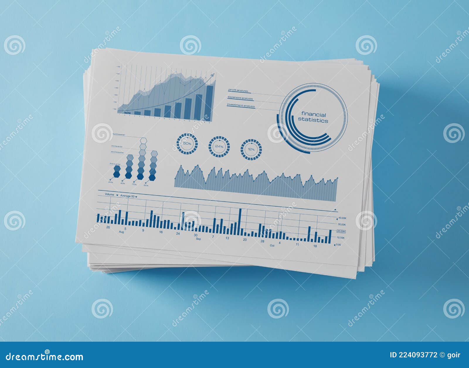Stack of Paper with Charts and Graphs Stock Photo - Image of industry ...