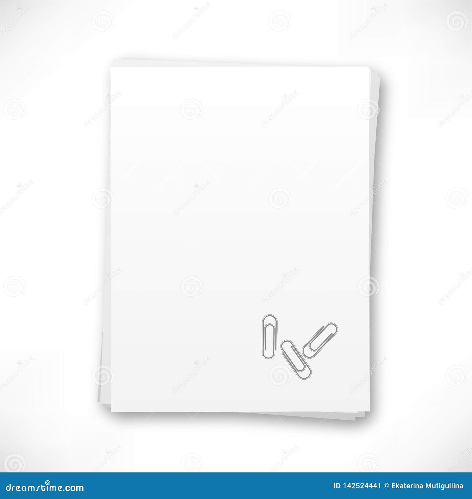 Stack of paper with clips stock vector. Illustration of education ...