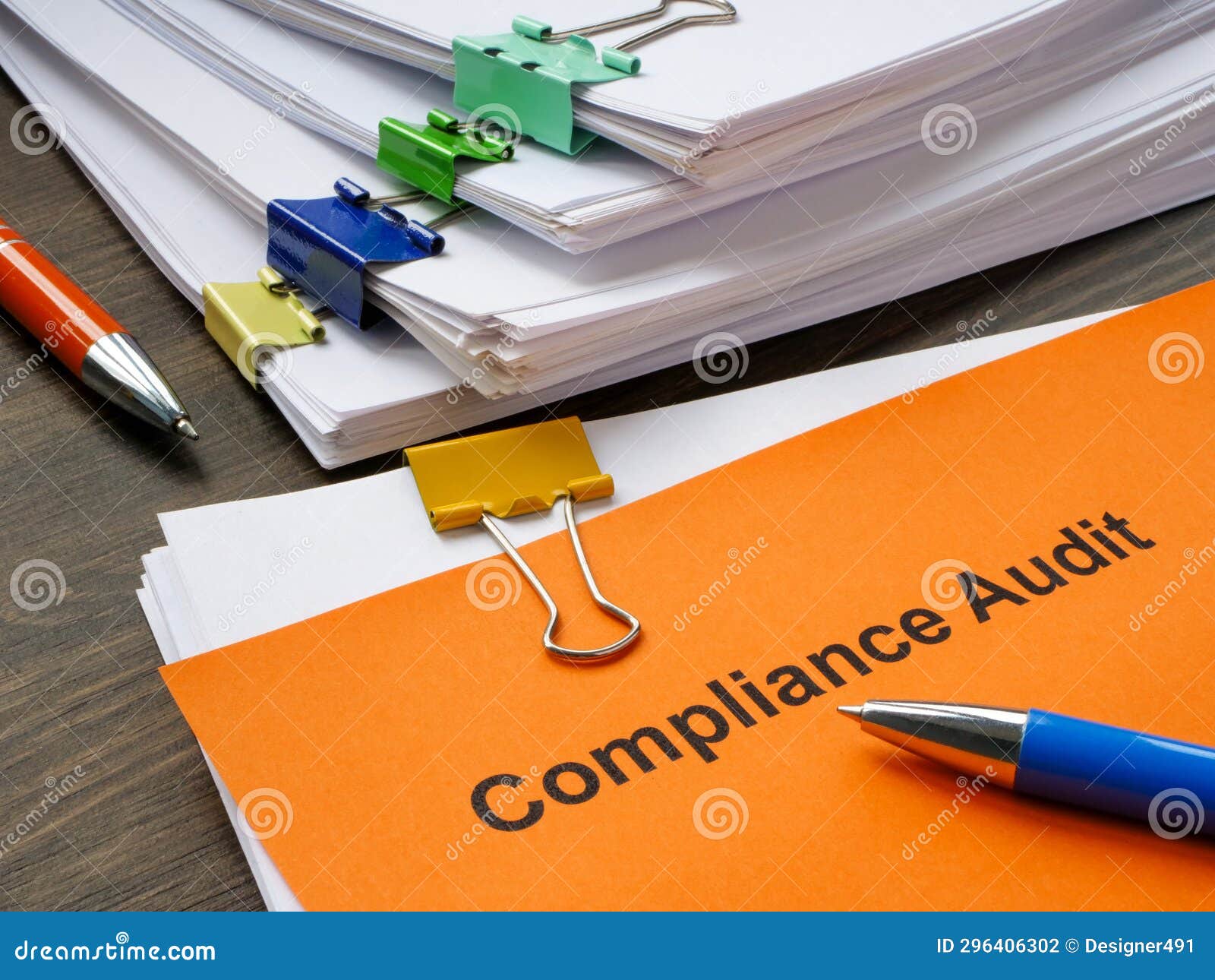 Stack of Paper and Compliance Audit Report. Stock Photo - Image of ...