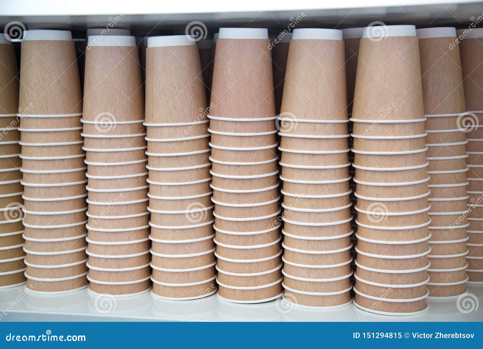 A Stack of Paper Cups for Tea Coffee Drinks Light Brown. Stock Image ...