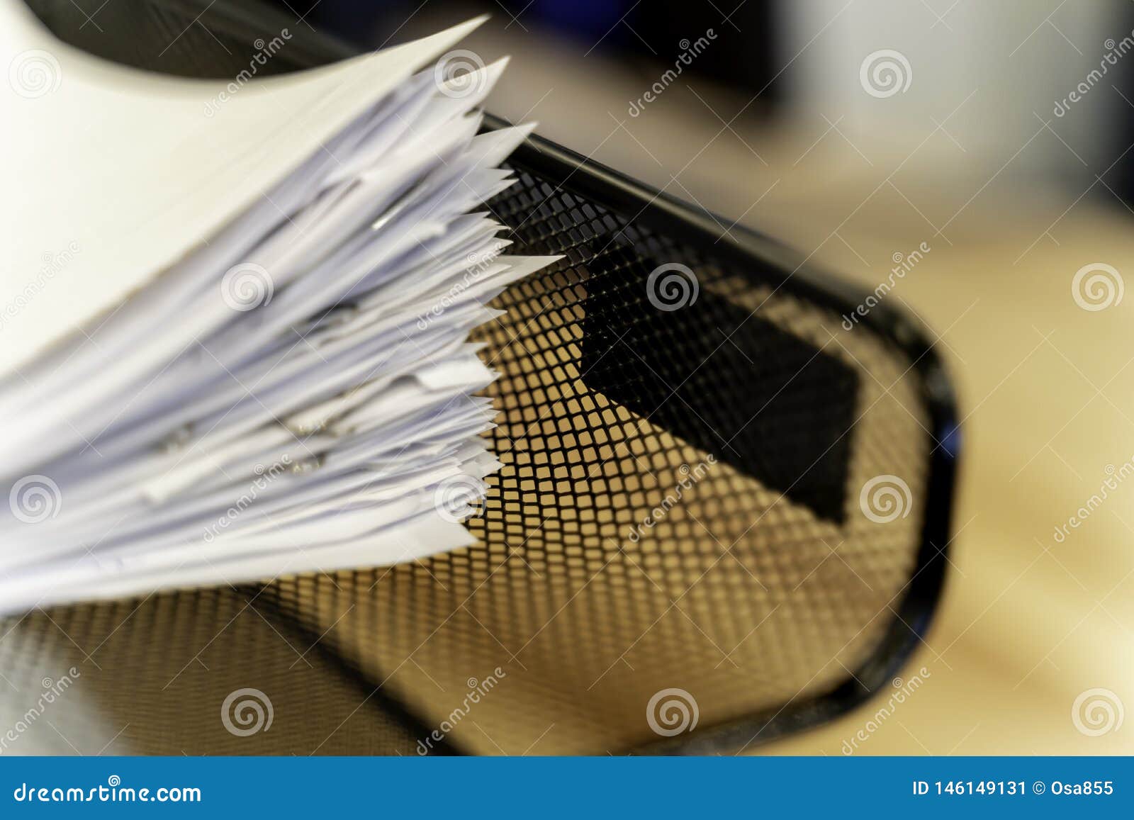 Stack of Paper Document in Office in Tray at Work Stock Image - Image ...