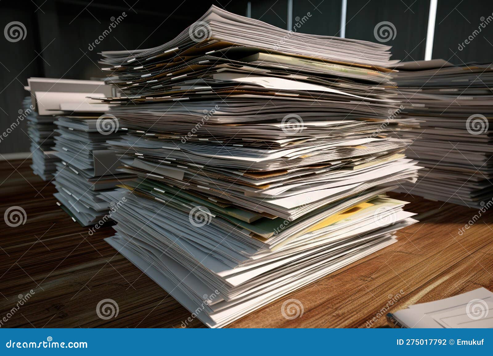 Stack Paper Document Tax Reports in Office Table Generative Ai Stock ...