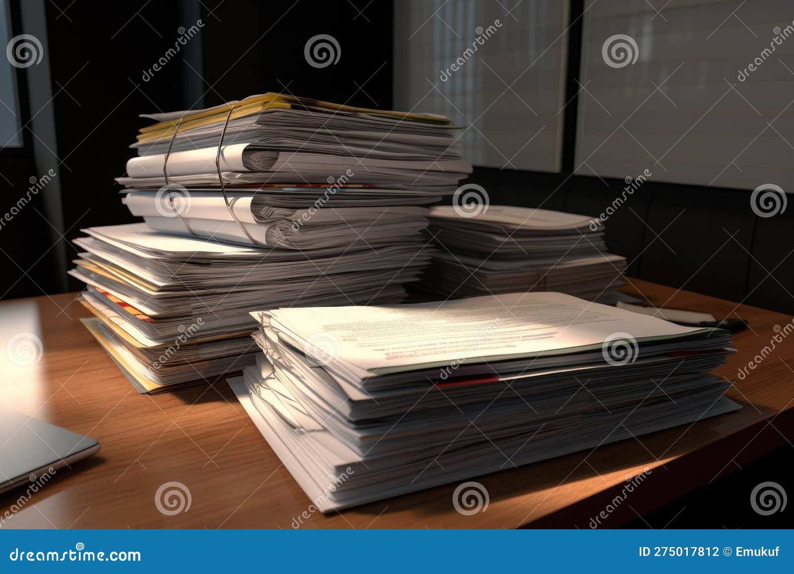 Stack Paper Document Tax Reports in Office Table Generative Ai Stock ...