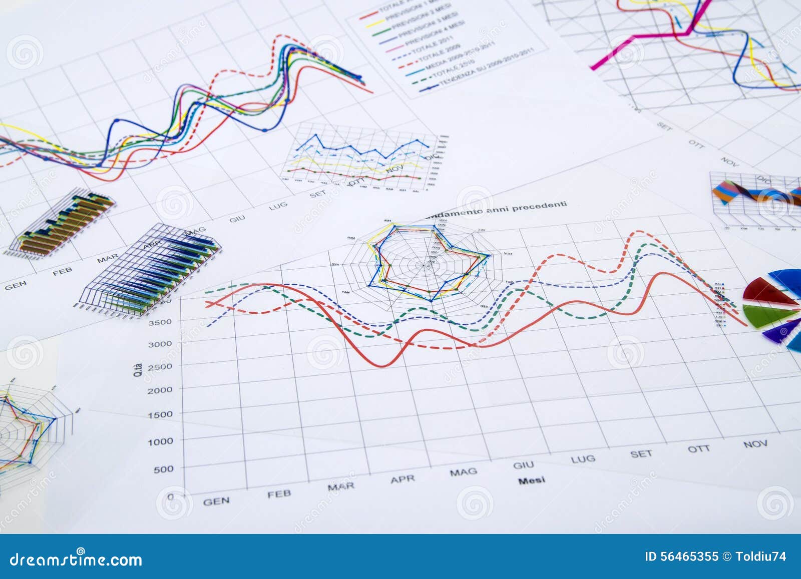 Stack of Paper Documents with Financial Reports and Statistic in Stock ...