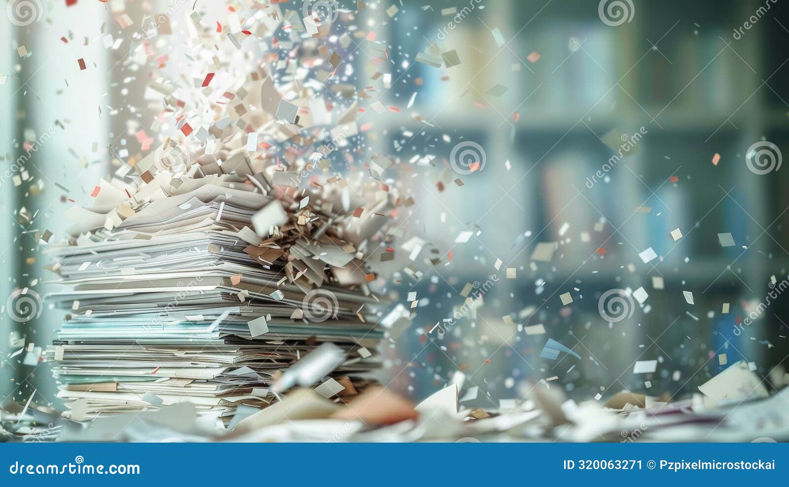 A Stack of Paper Documents Shredding into Digital Files, Representing ...