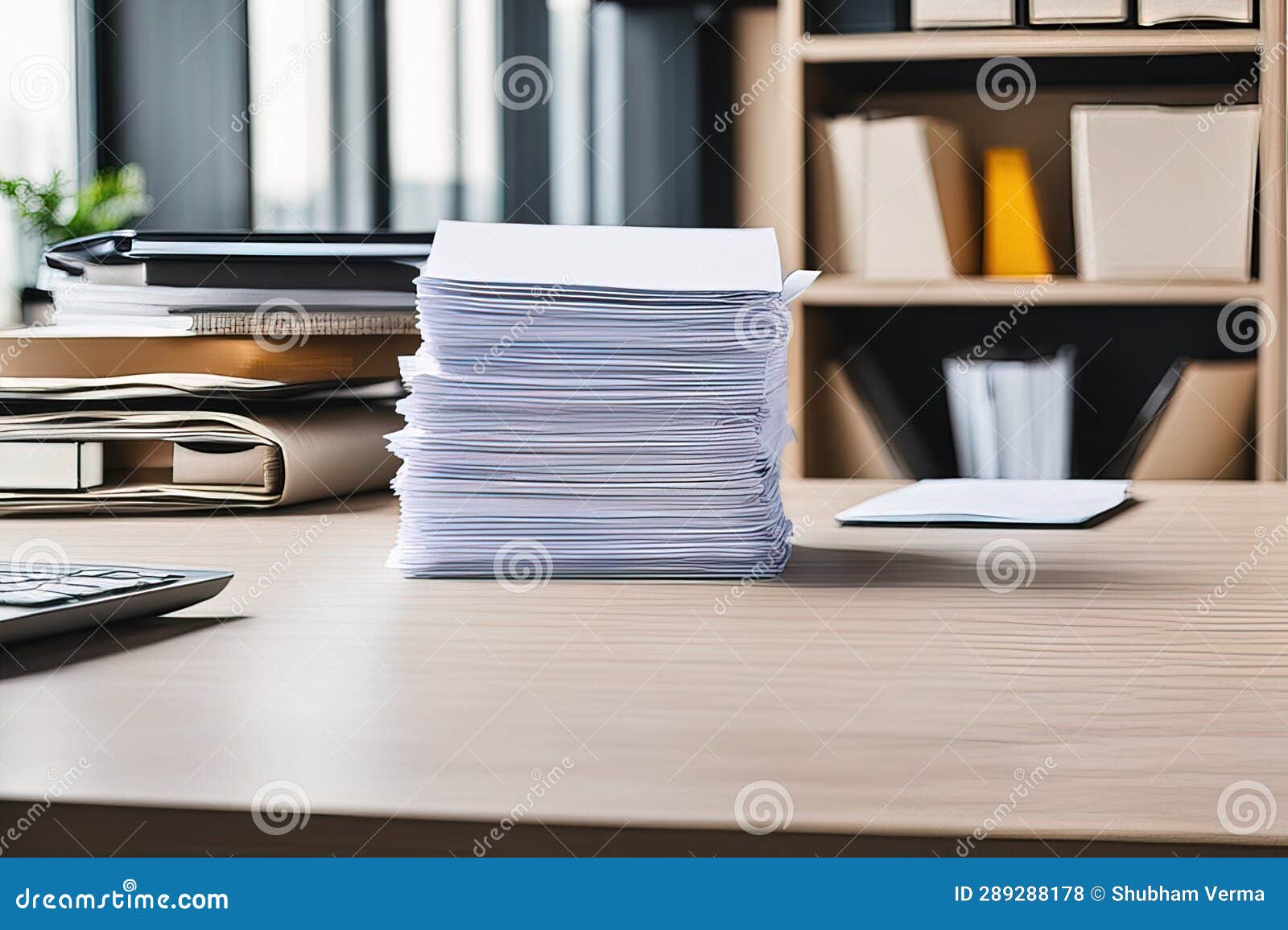 Stack of Paper Documents on Table in Officestack of Paper Documents on ...