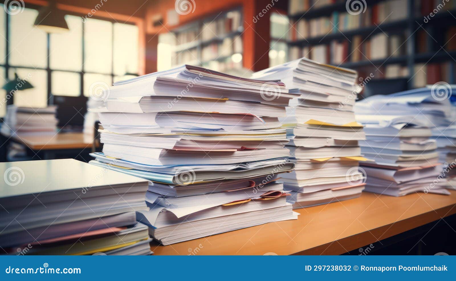 Stack of Paper Documents on a Worktable Stock Illustration ...