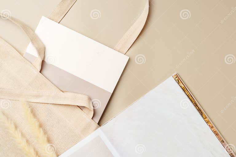 Stack of Paper and Fabric Bag, Blank Objects for Placing Your Design ...