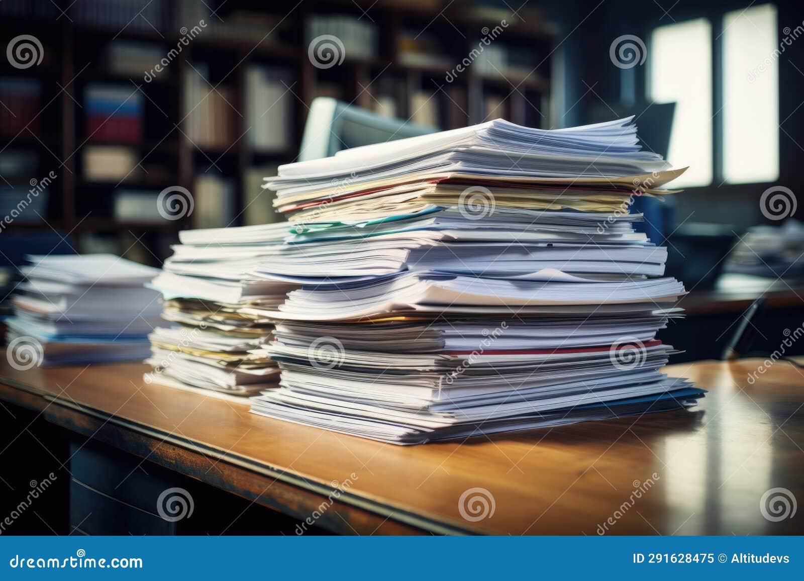 Stack of Paper Files with Business Data on a Desk Stock Image - Image ...