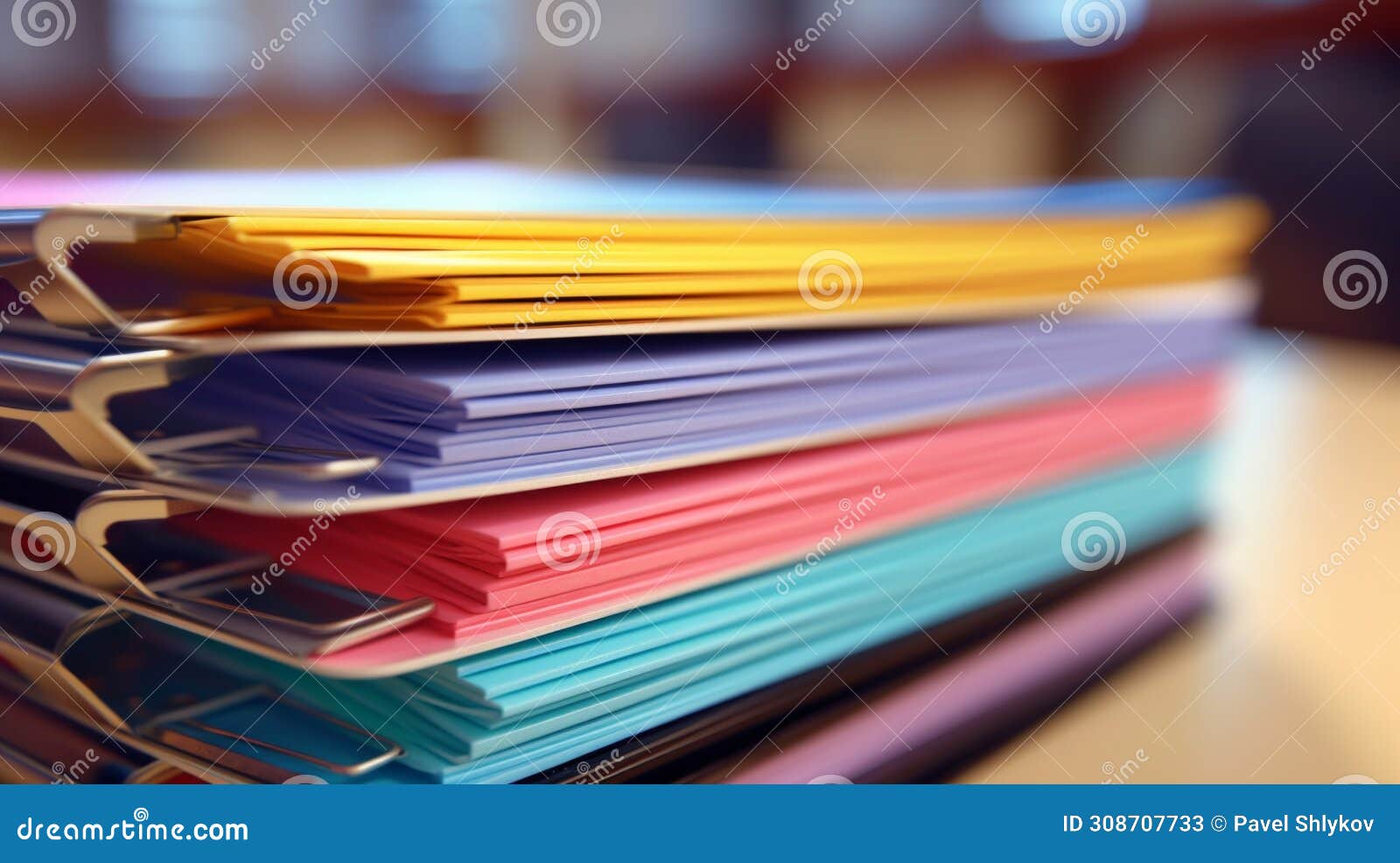 Stack of Paper Files on Table in Office Stock Image - Image of file ...