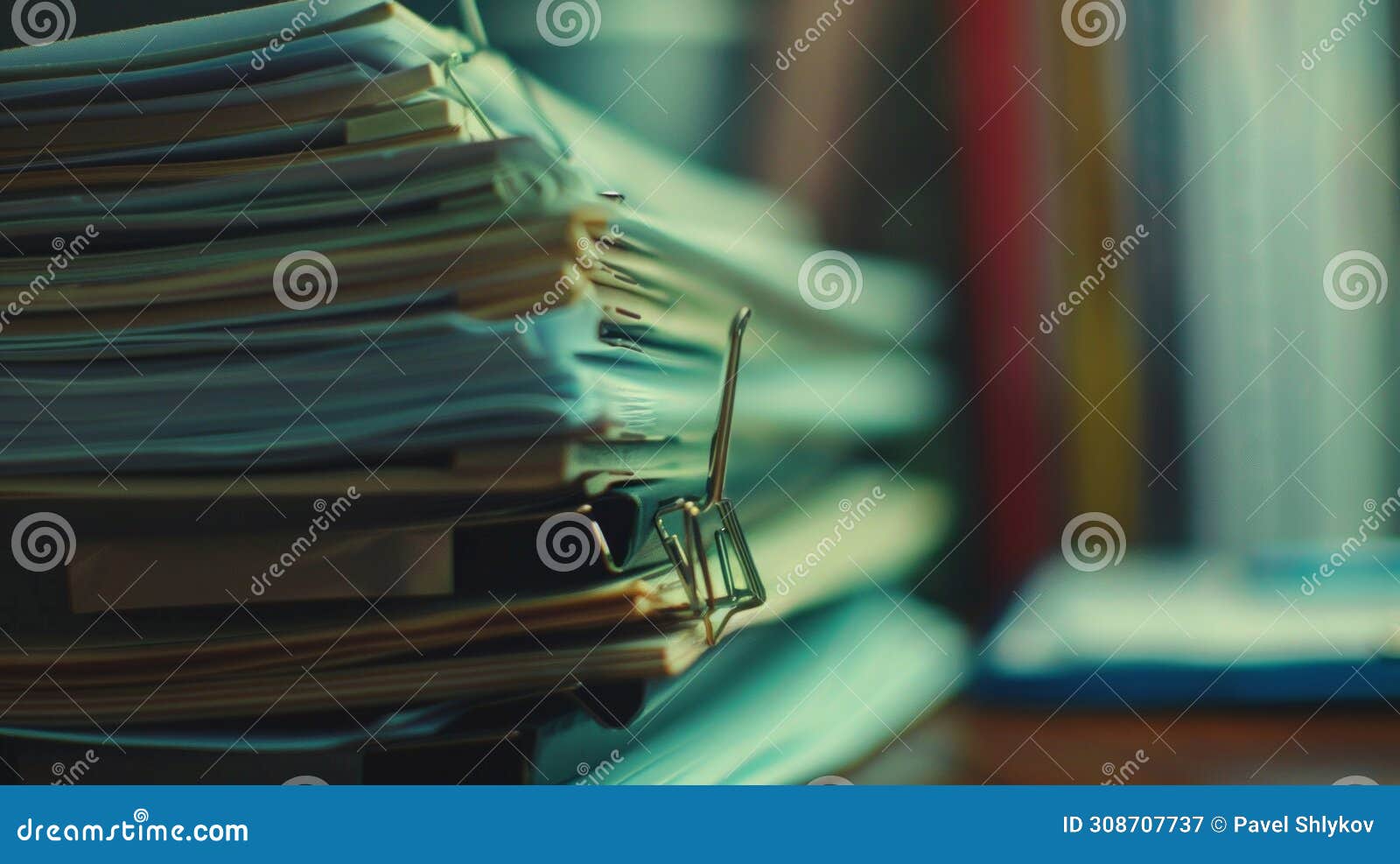 Stack of Paper Files on Table in Office Stock Image - Image of folder ...
