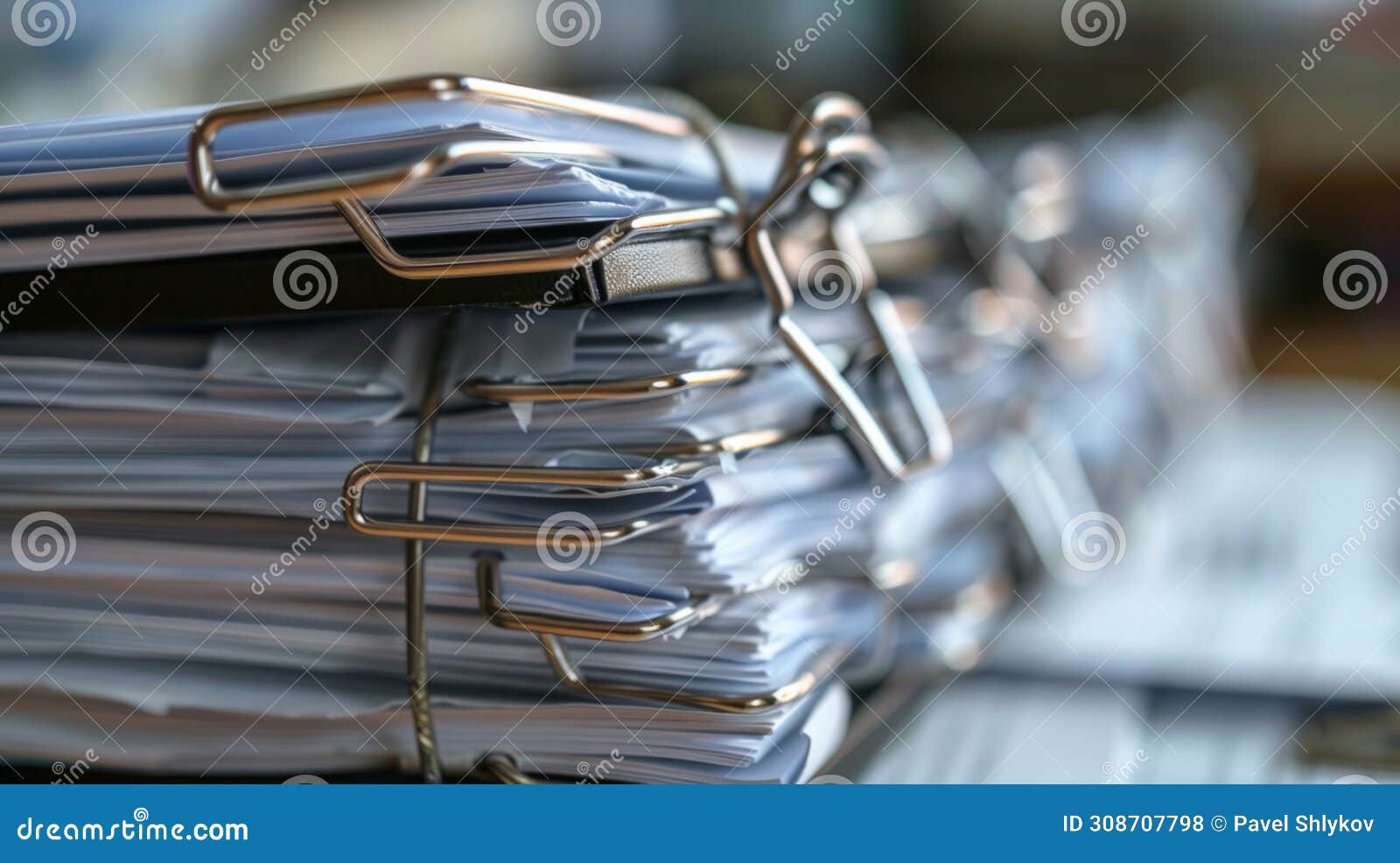 Stack of Paper Files on Table in Office Stock Photo - Image of storage ...