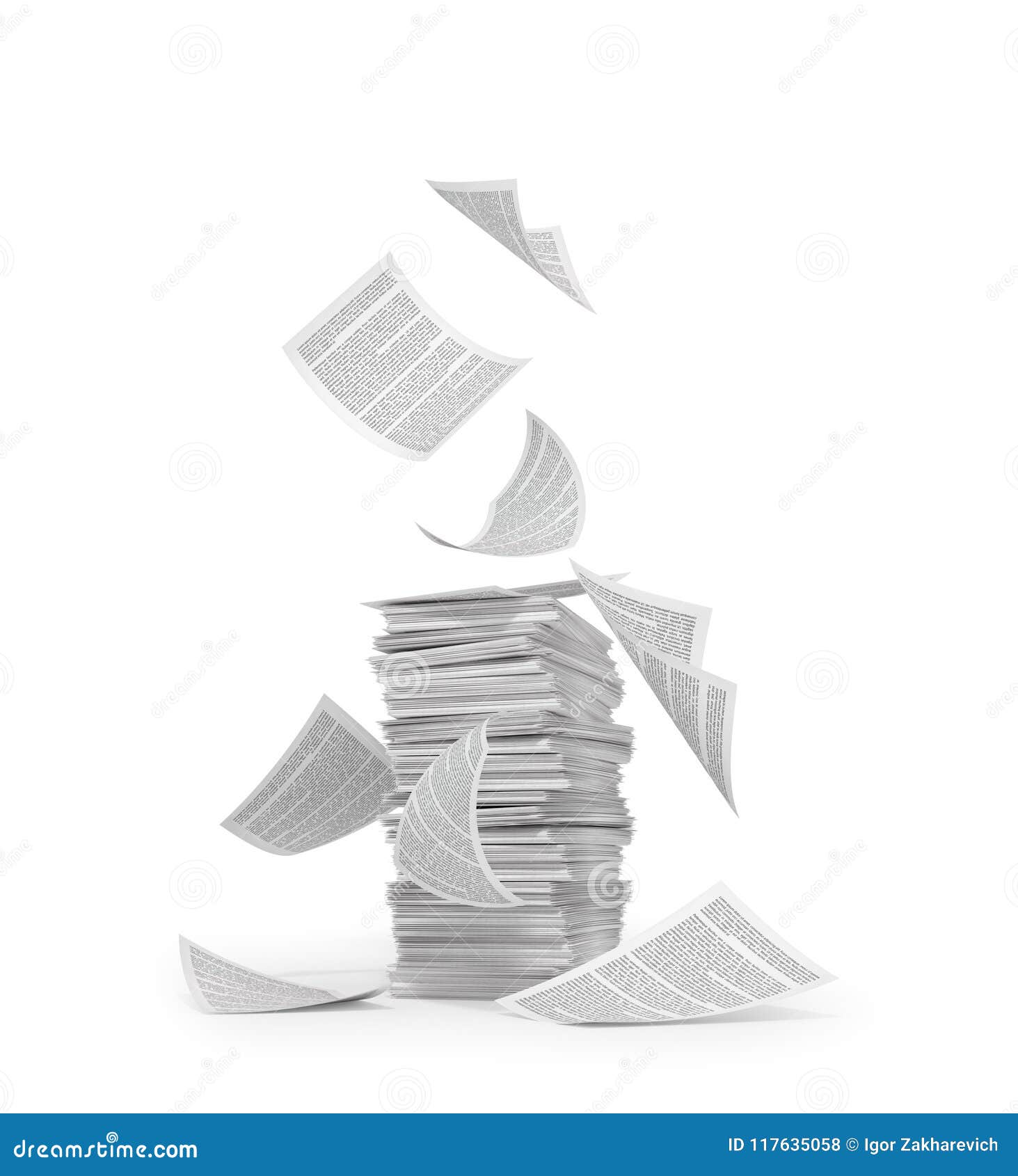 Stack of Paper, Flying Paper Stock Illustration - Illustration of ...