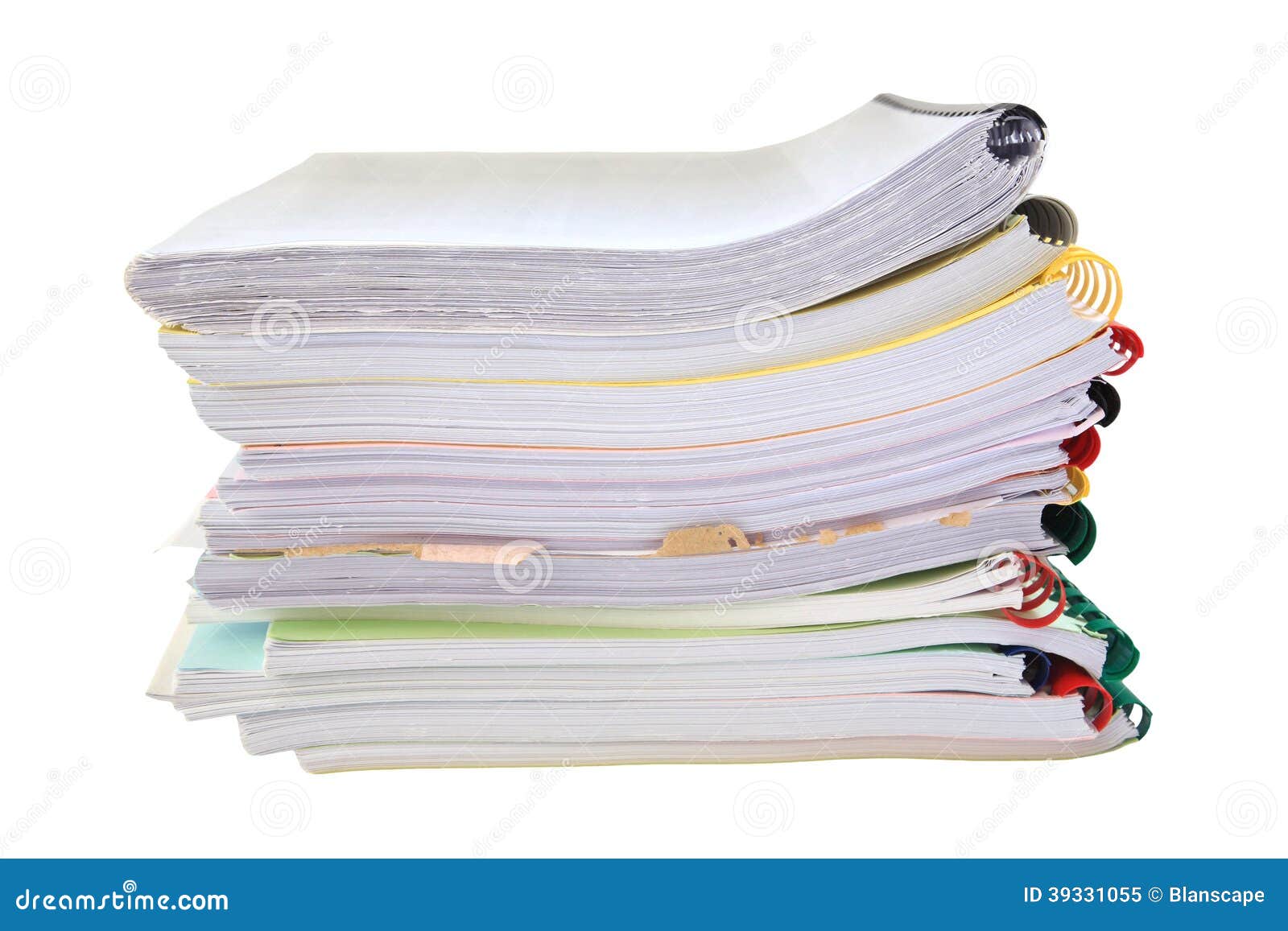 Stack Paper Folders Isolated on White Stock Image - Image of department ...