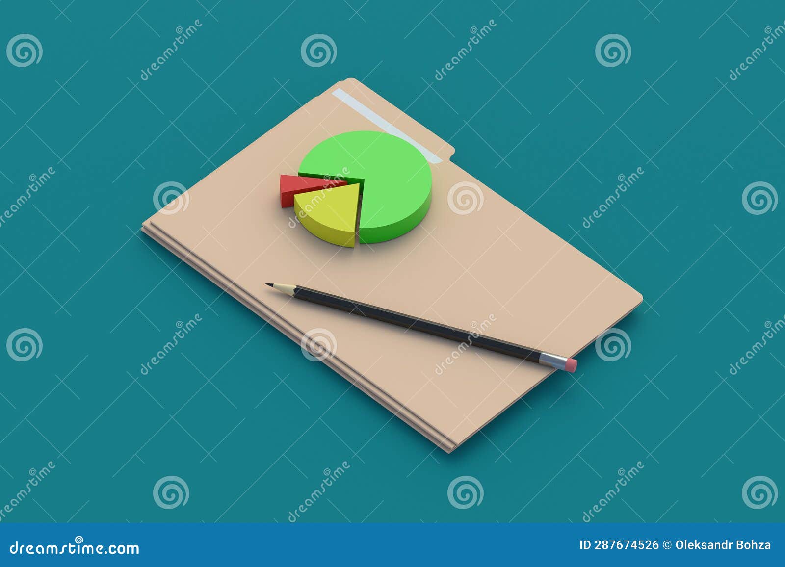 Stack of Paper Folders Near Pencil and Chart on Work Table. Financial ...