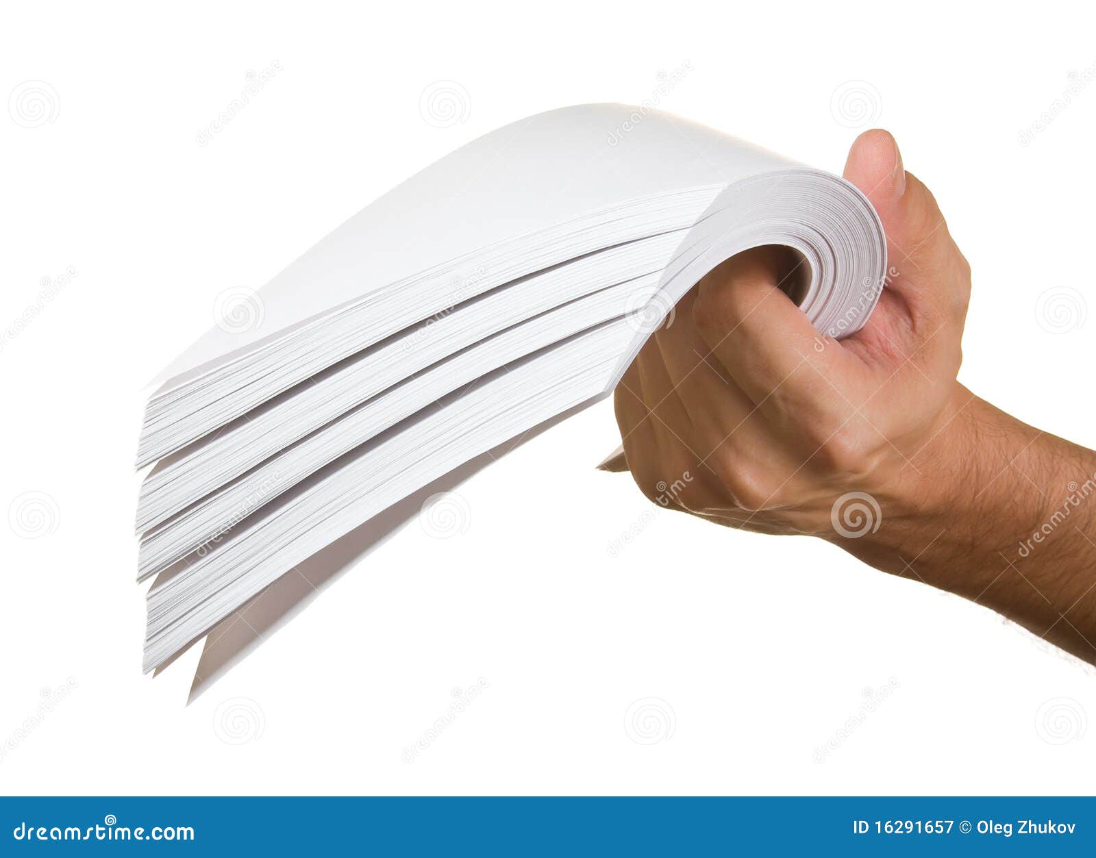 A stack of paper in hand stock image. Image of printing - 16291657