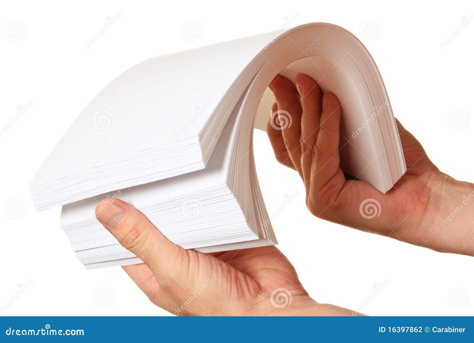 Stack of paper in his hand stock photo. Image of ream - 16397862