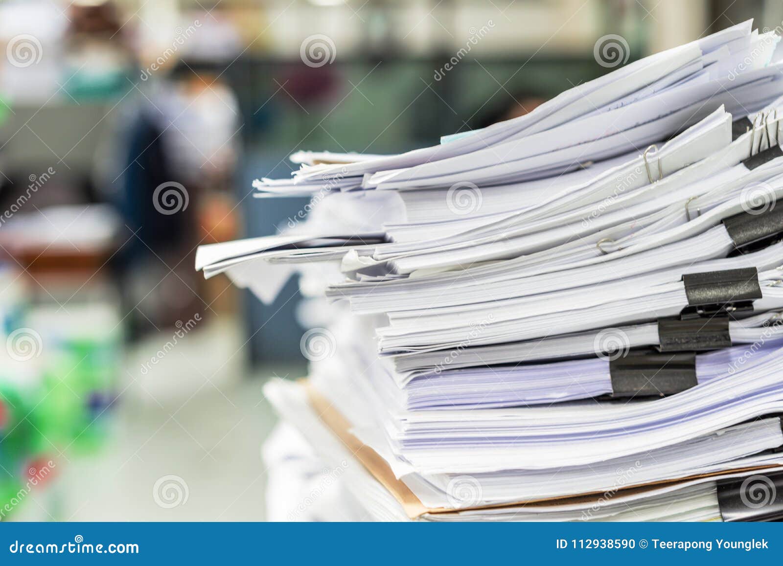 The Stack of Paper Lay on a Messy Office Table. Stock Photo - Image of ...