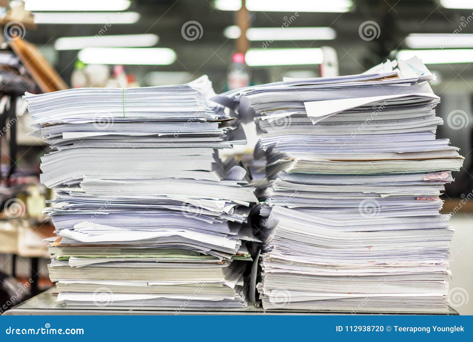 The Stack of Paper Lay on a Messy Office Table. Stock Photo - Image of ...