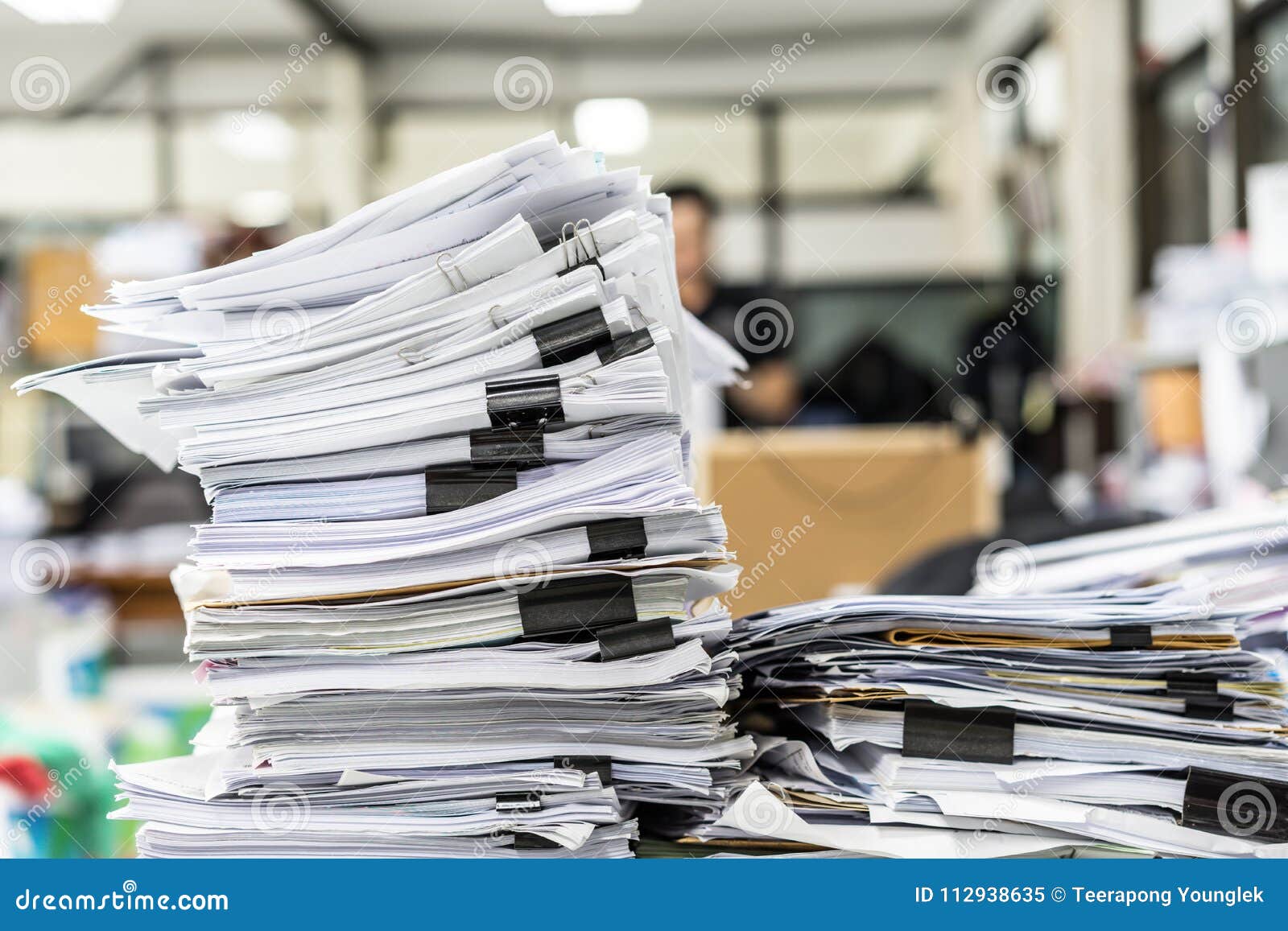 The Stack of Paper Lay on a Messy Office Table. Stock Image - Image of ...