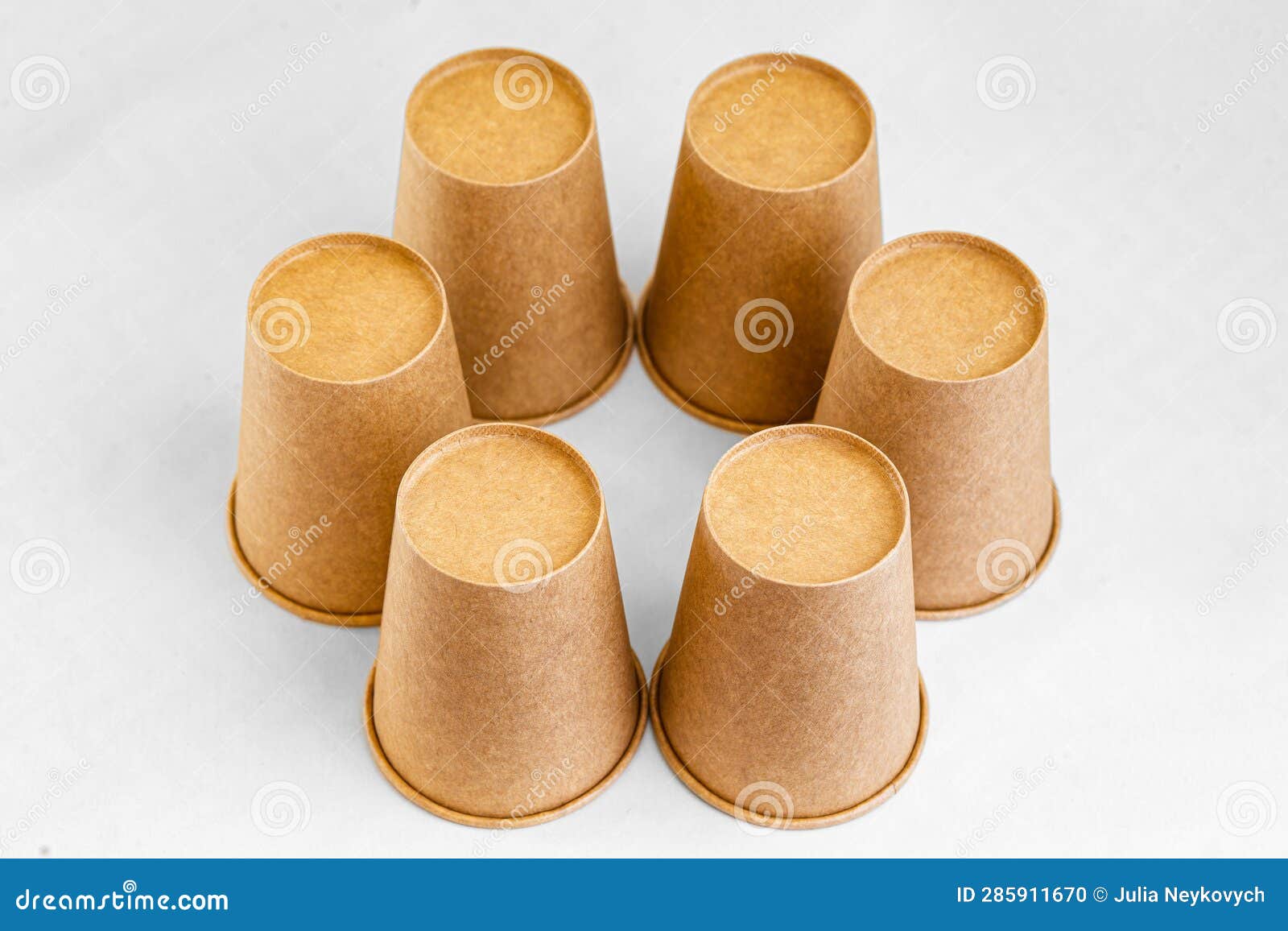 Stack of Paper Mugs. Six Disposable Paper Cups Made of Cardboard Kraft ...