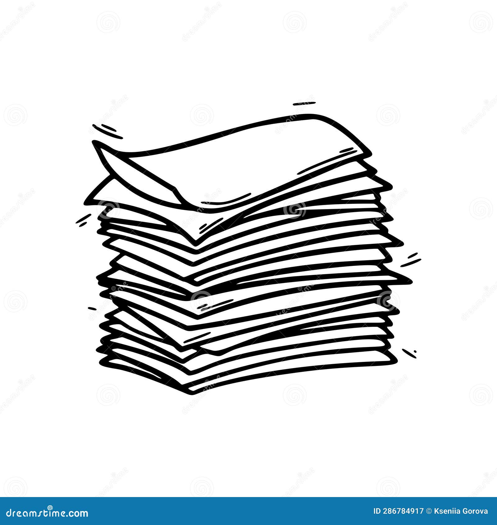 Stack of Paper Pages Line Art. Blank Sheets. Hand Drawn Doodle Vector ...