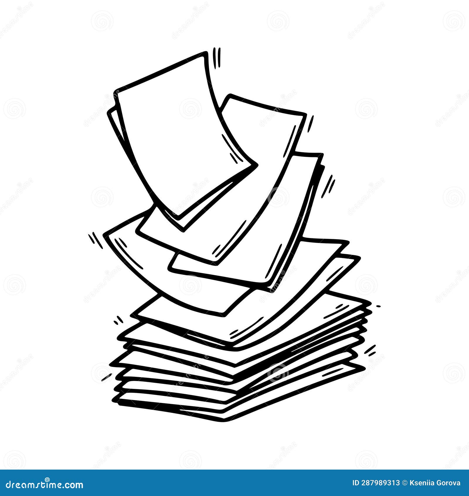 Stack of Paper Pages Line Art. Blank Sheets. Hand Drawn Doodle Vector ...