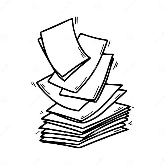 Stack of Paper Pages Line Art. Blank Sheets. Hand Drawn Doodle Vector ...