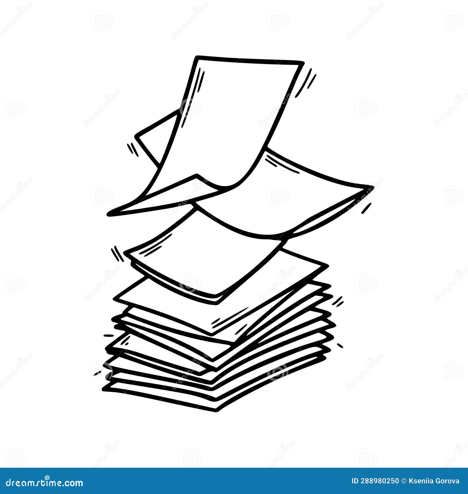 Stack of Paper Pages Line Art. Blank Sheets. Hand Drawn Doodle Vector ...
