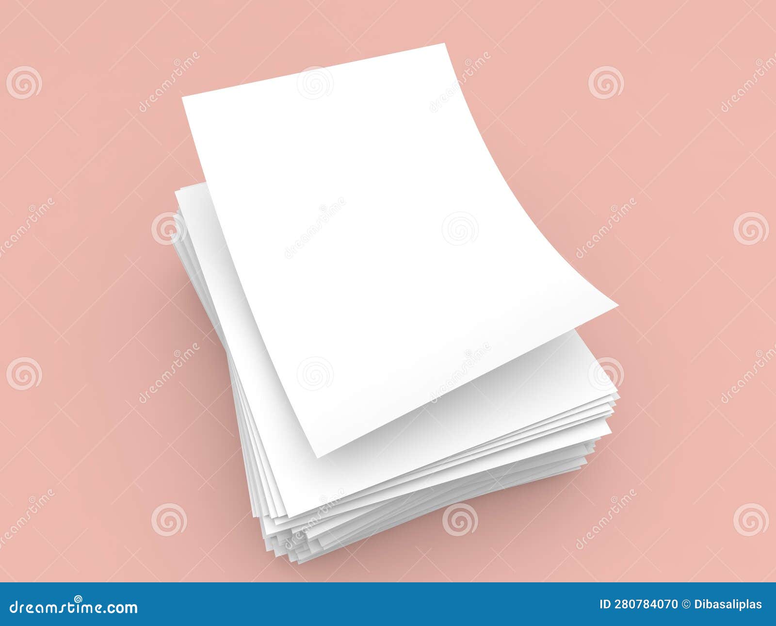 Stack of A4 Paper on a Pink Background. Stock Illustration ...