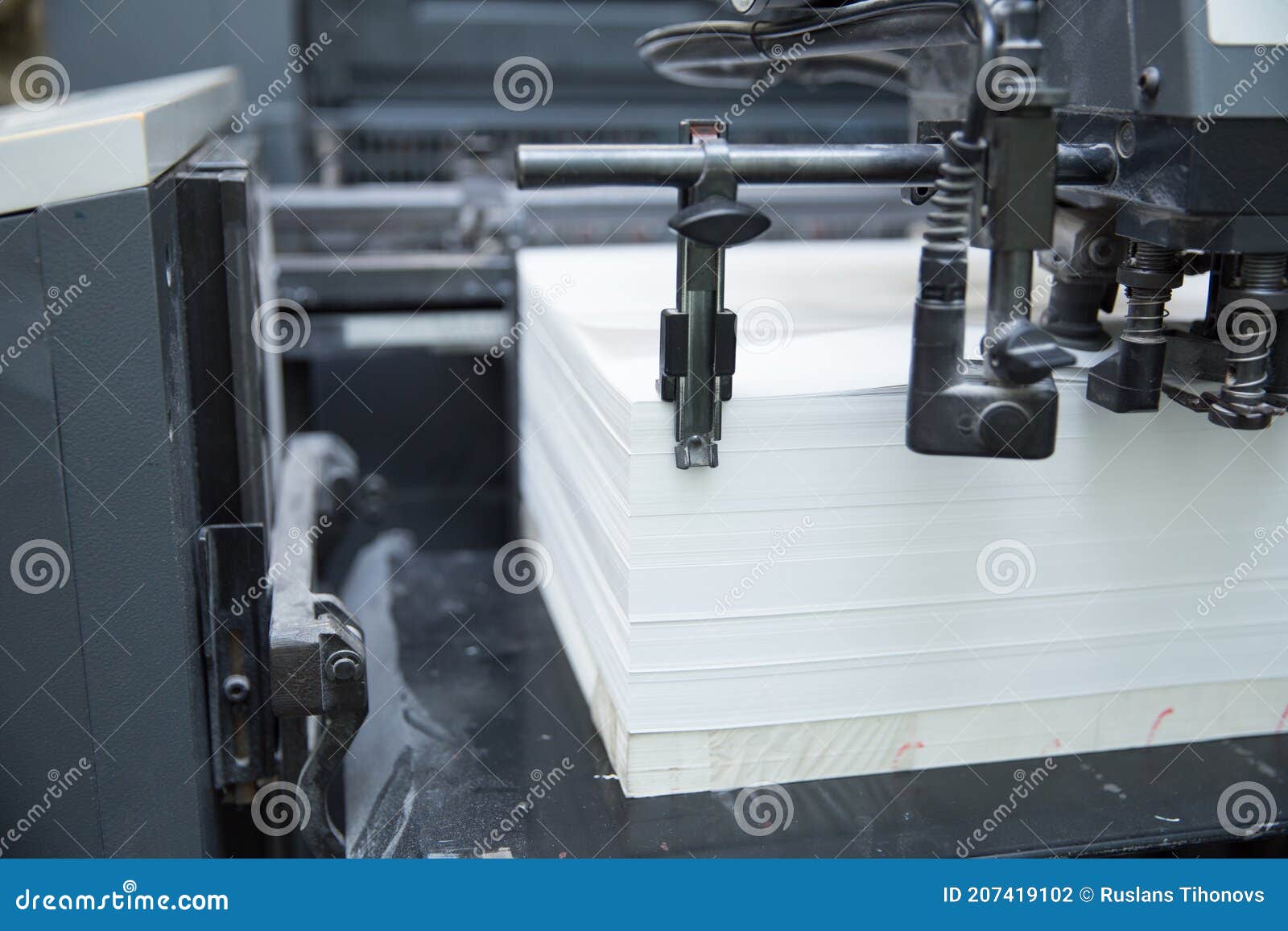 Stack of Paper in a Printing Press. Stock Photo - Image of binding ...
