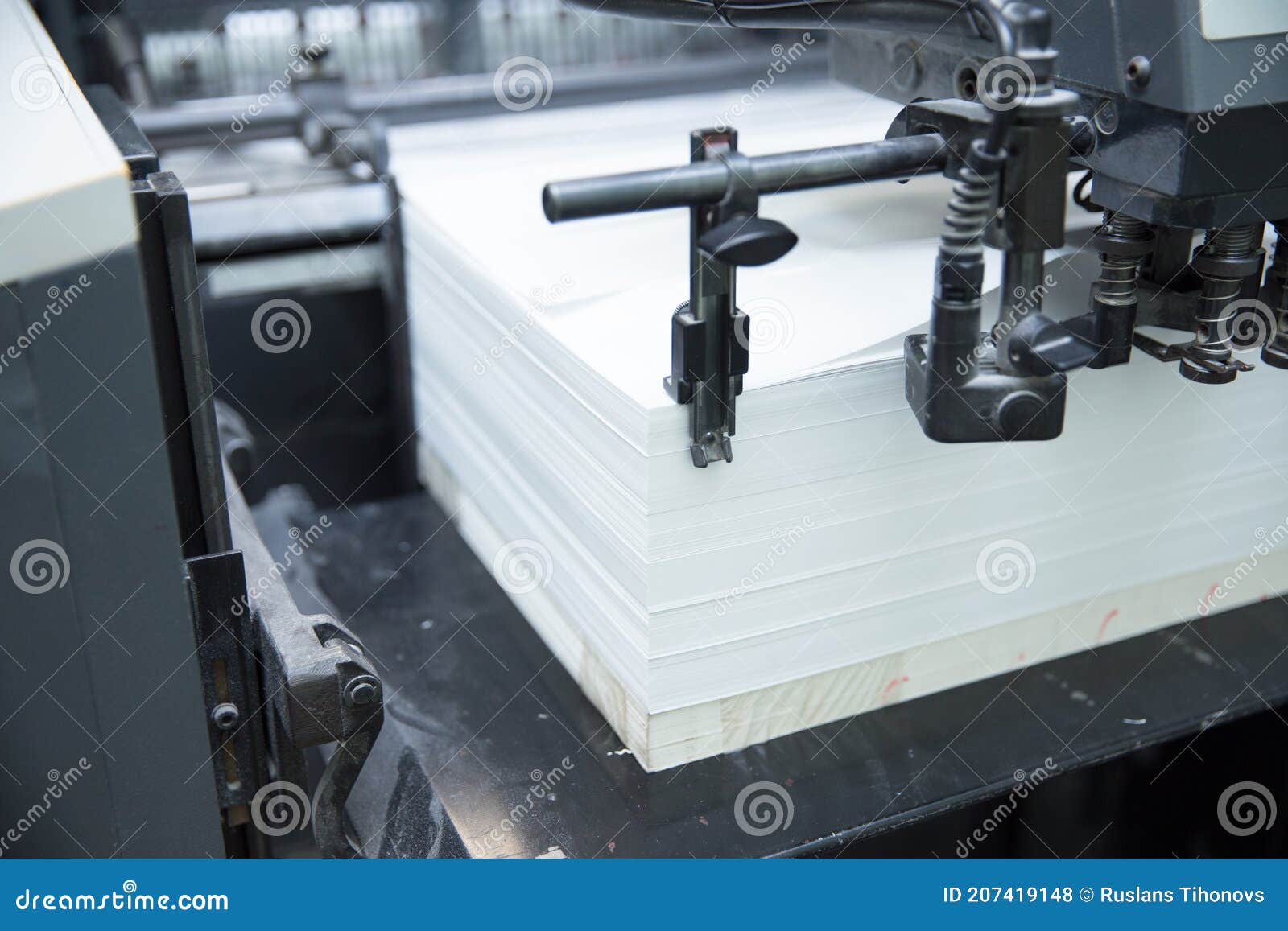 Stack of Paper in a Printing Press. Stock Photo - Image of binding ...