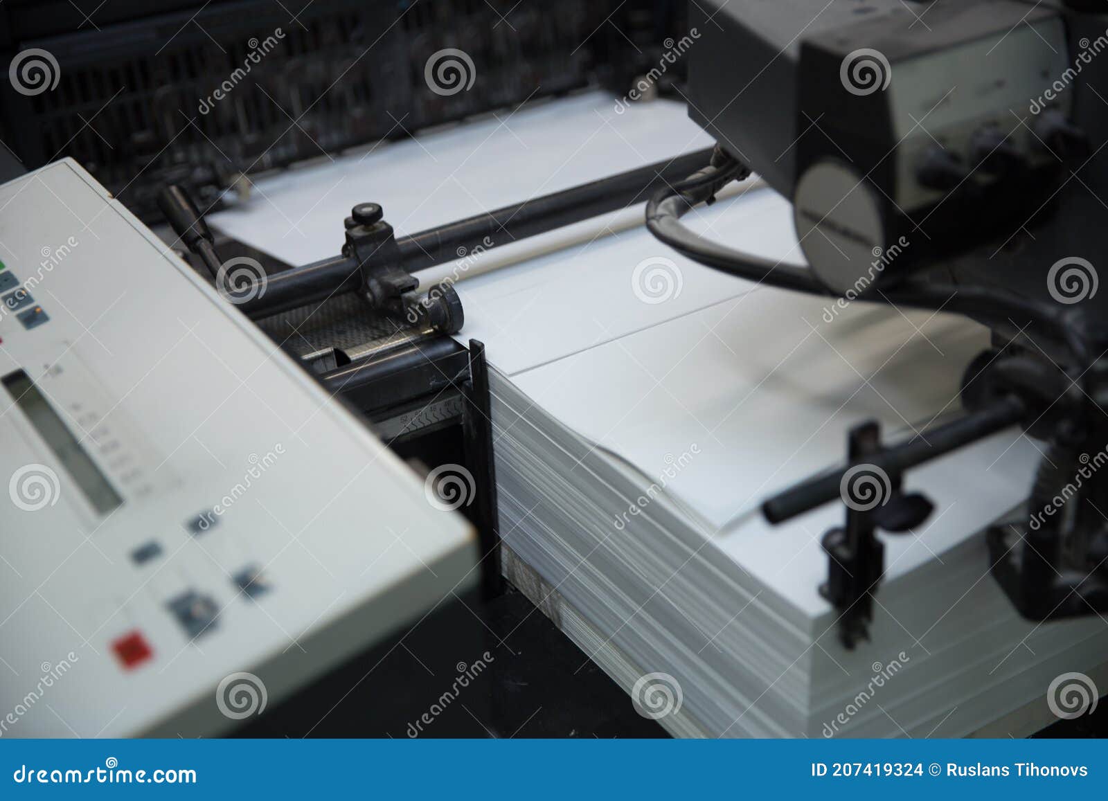 Stack of Paper in a Printing Press. Stock Photo - Image of processing ...