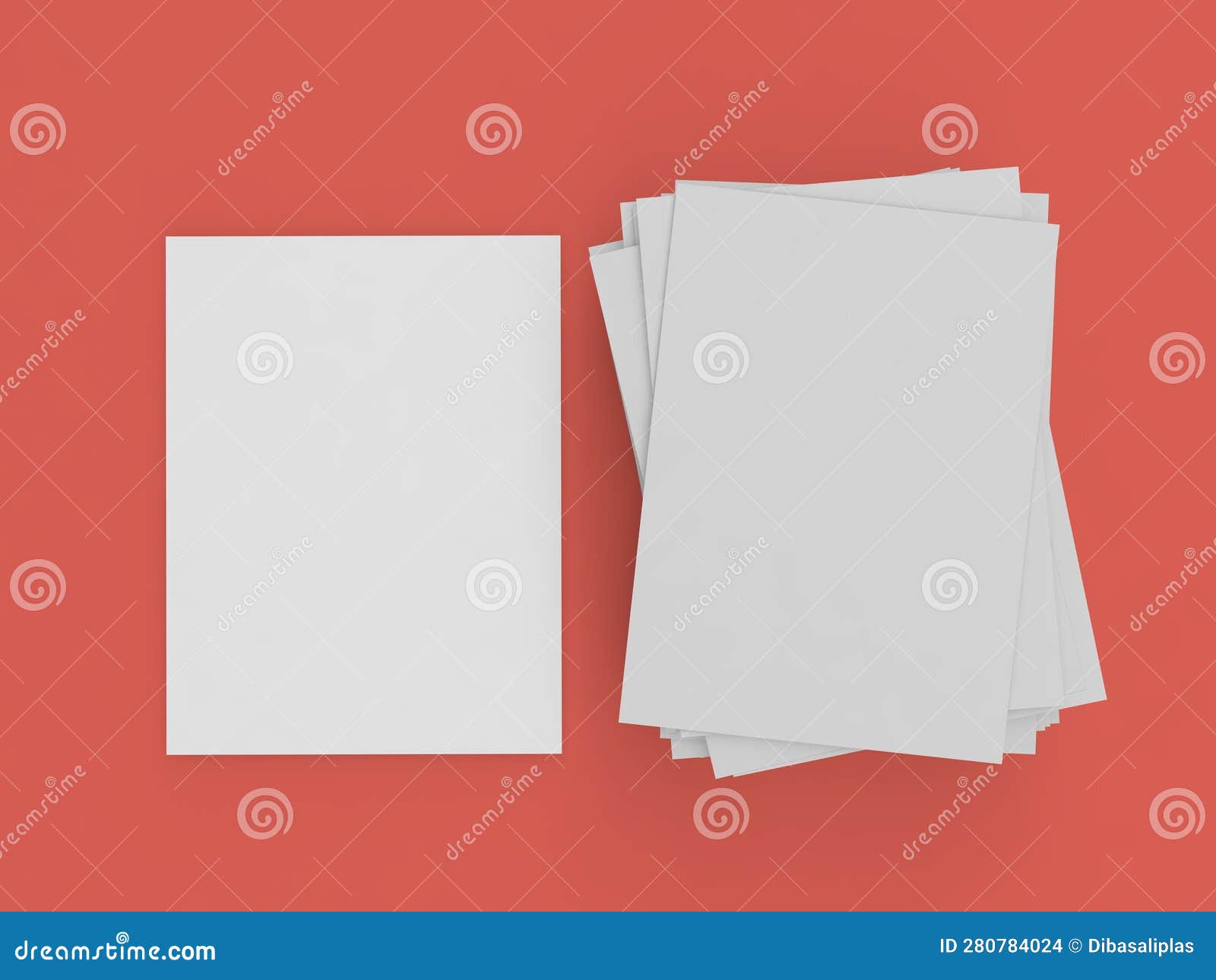 A Stack of A4 Paper on a Red Table. Stock Illustration - Illustration ...