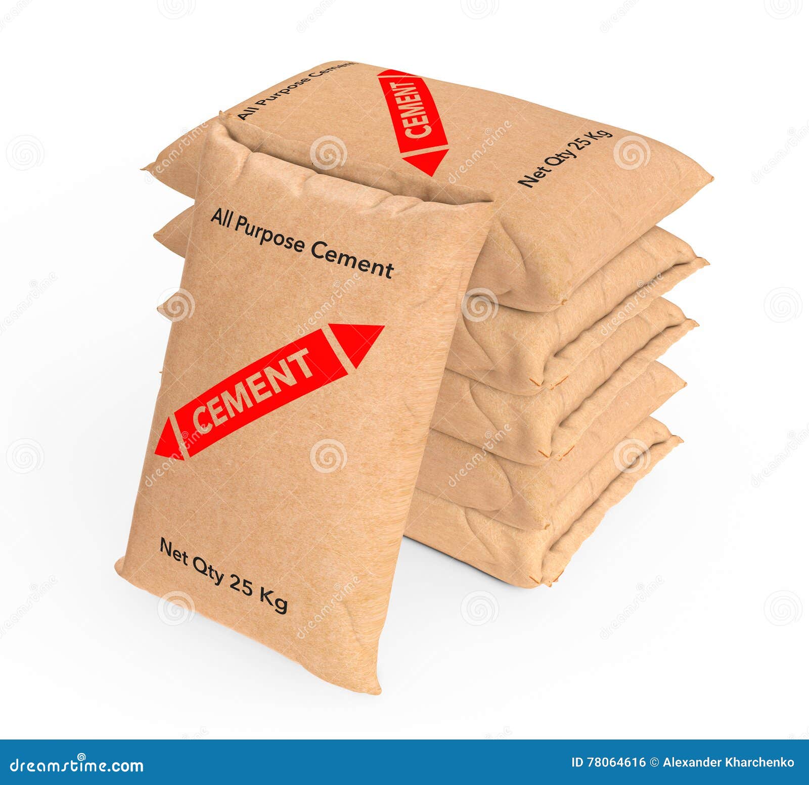 Stack of Paper Sacks Cement Bags. 3d Rendering Stock Illustration ...