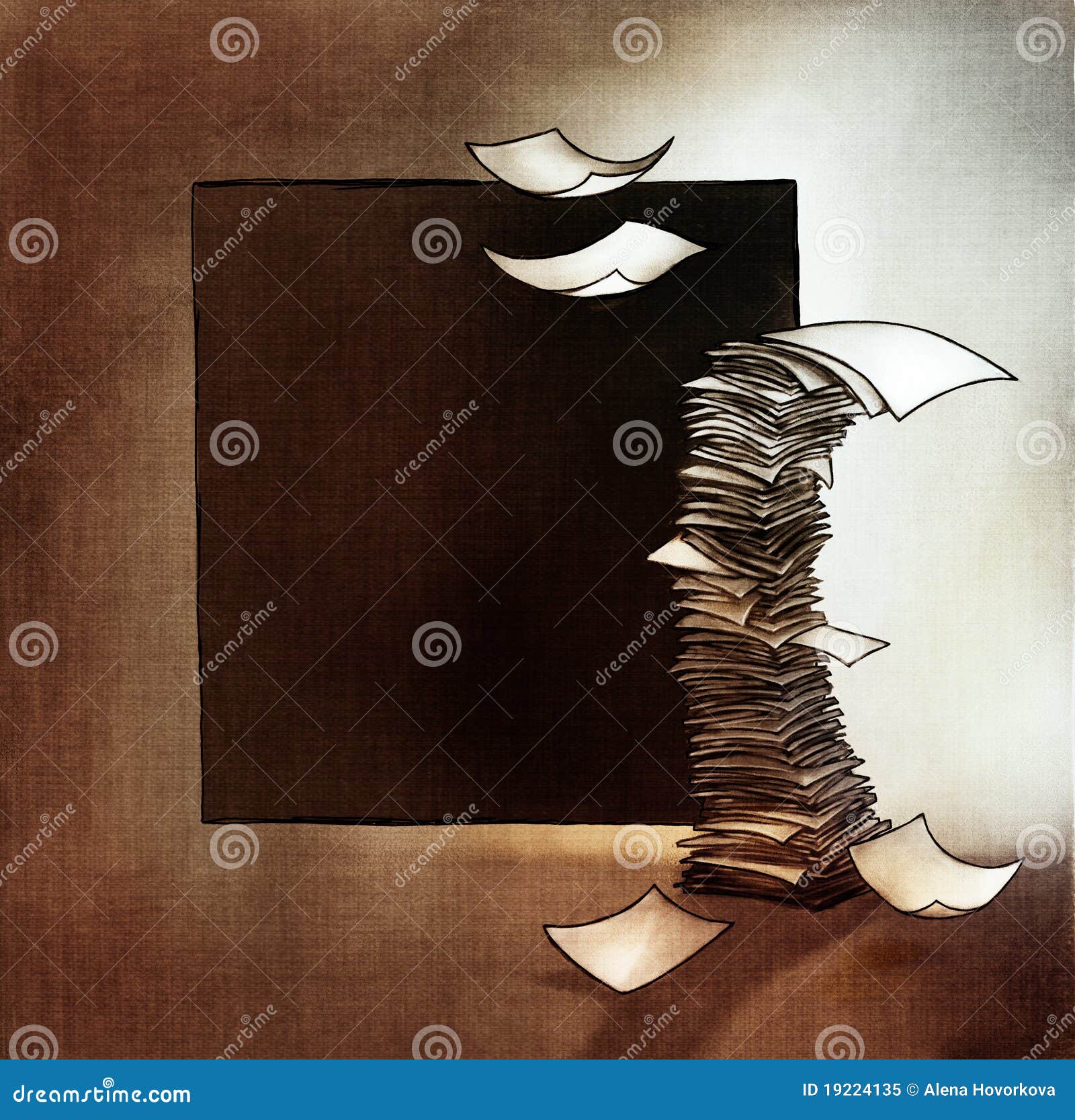 Stack of Paper Sheets, Stylized Stock Illustration - Illustration of ...