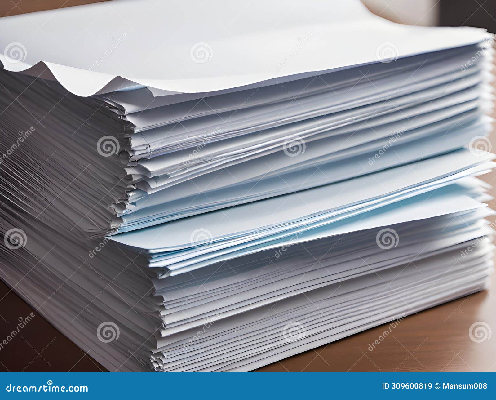 Stack of Paper Sheets on Table Stock Illustration - Illustration of ...