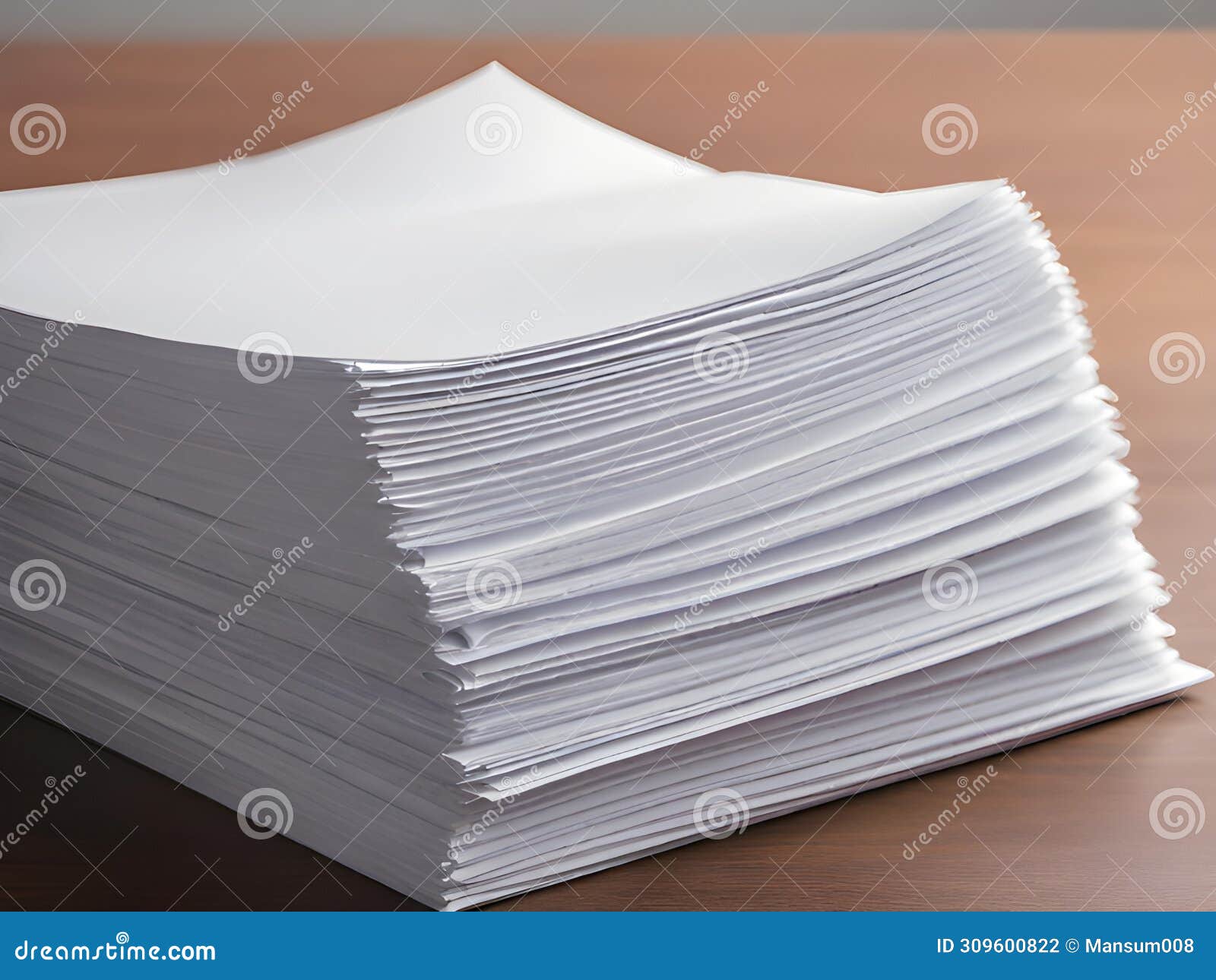 Stack of Paper Sheets on Table Stock Illustration - Illustration of ...