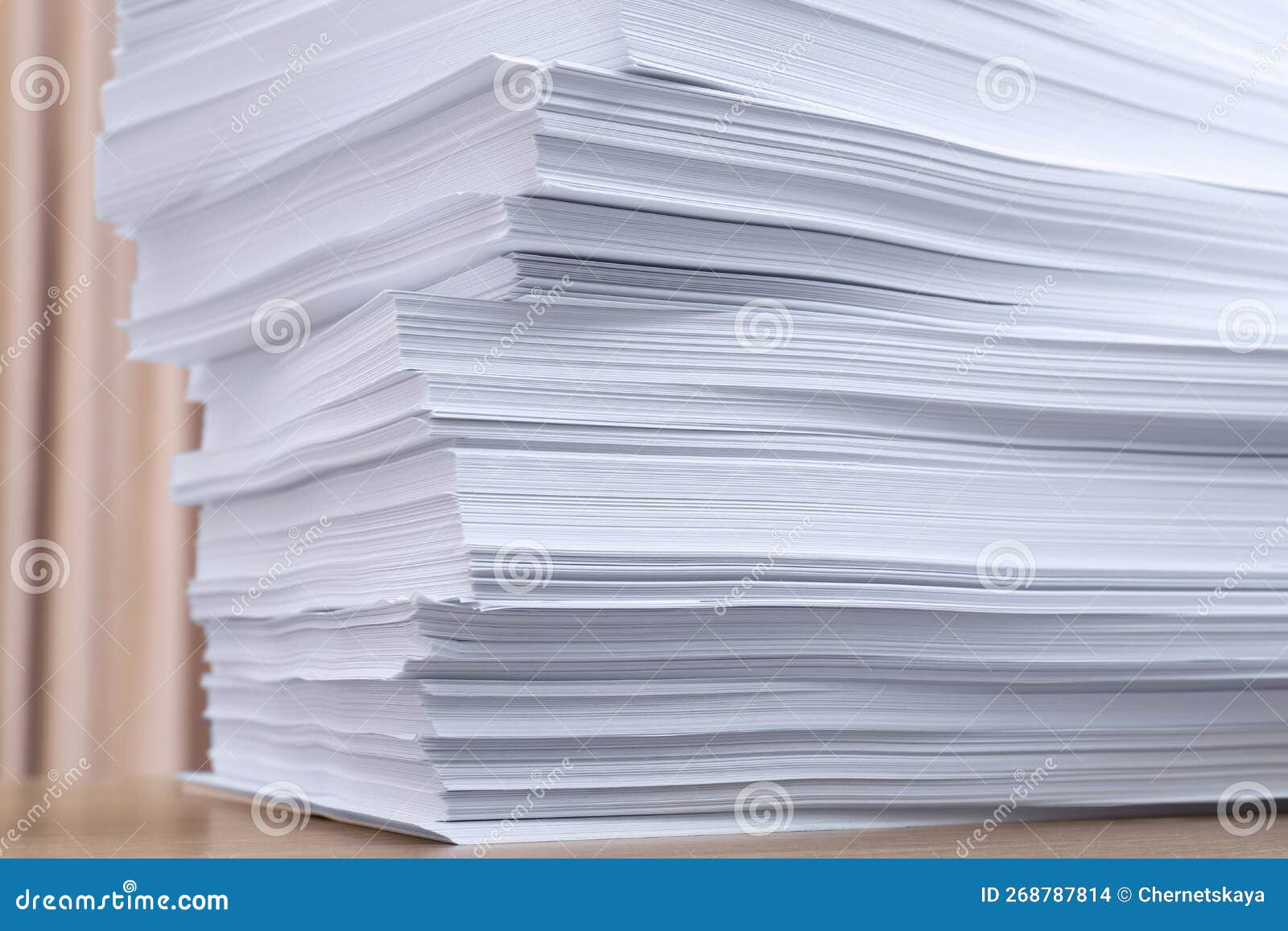Stack of Paper Sheets on Wooden Table Indoors, Closeup Stock Photo ...