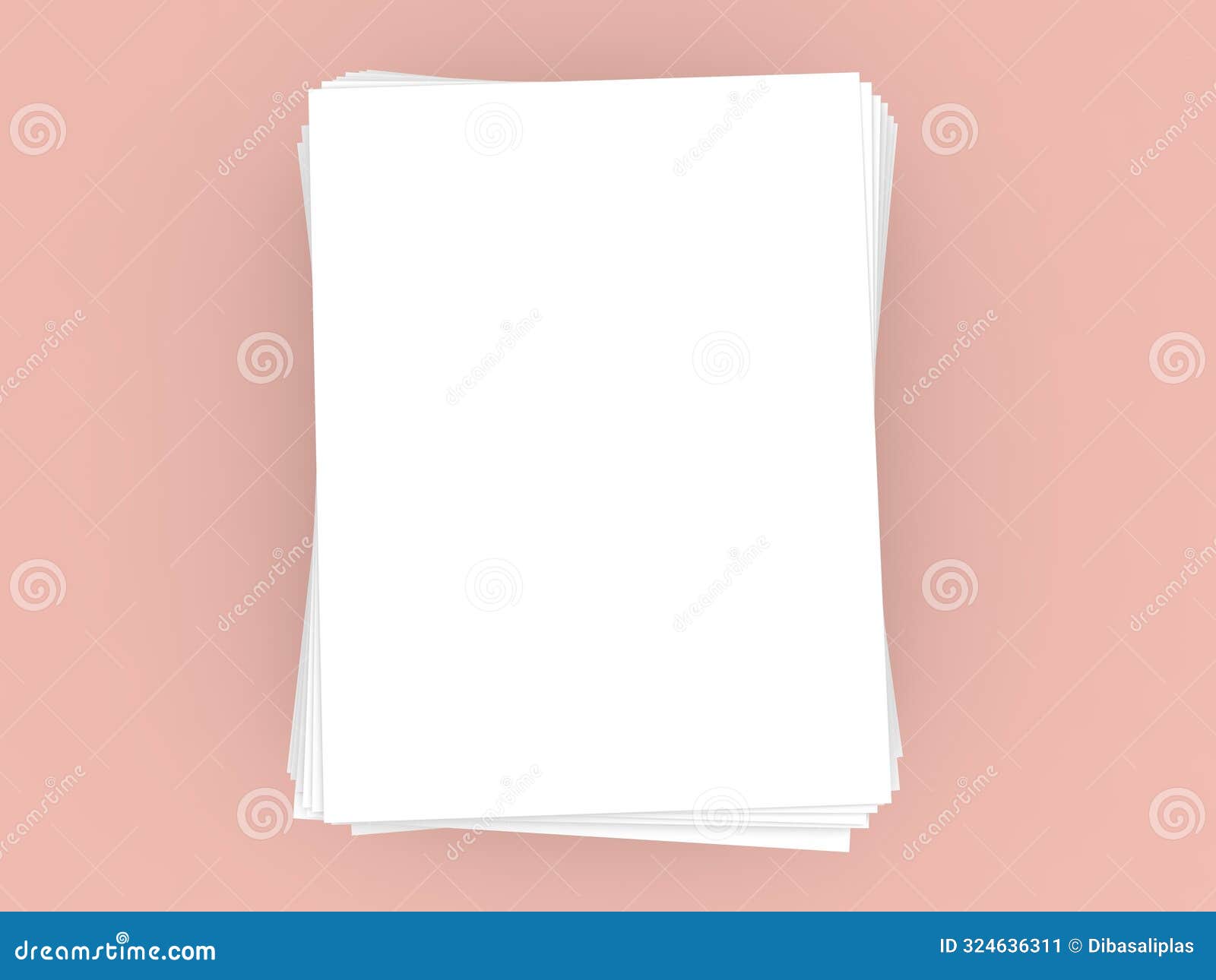 Stack of Paper Top View on Orange Background. Stock Illustration ...