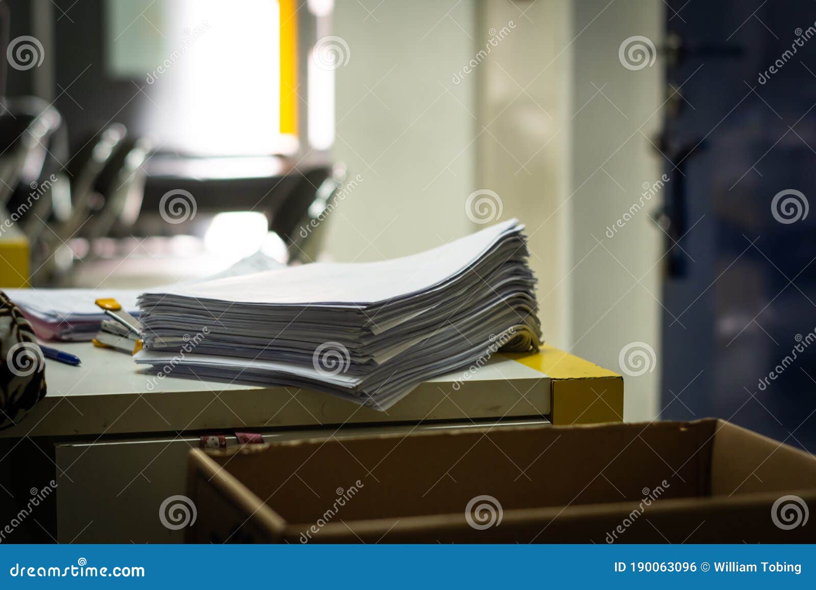 Stack of Paper on Work Table in Office, daily Routine Stock Photo ...