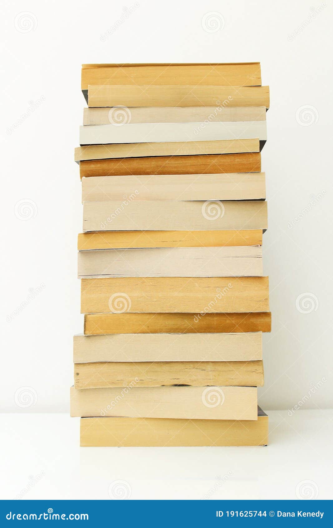 Stack of Paperback Books Against White Background with only the Pages ...