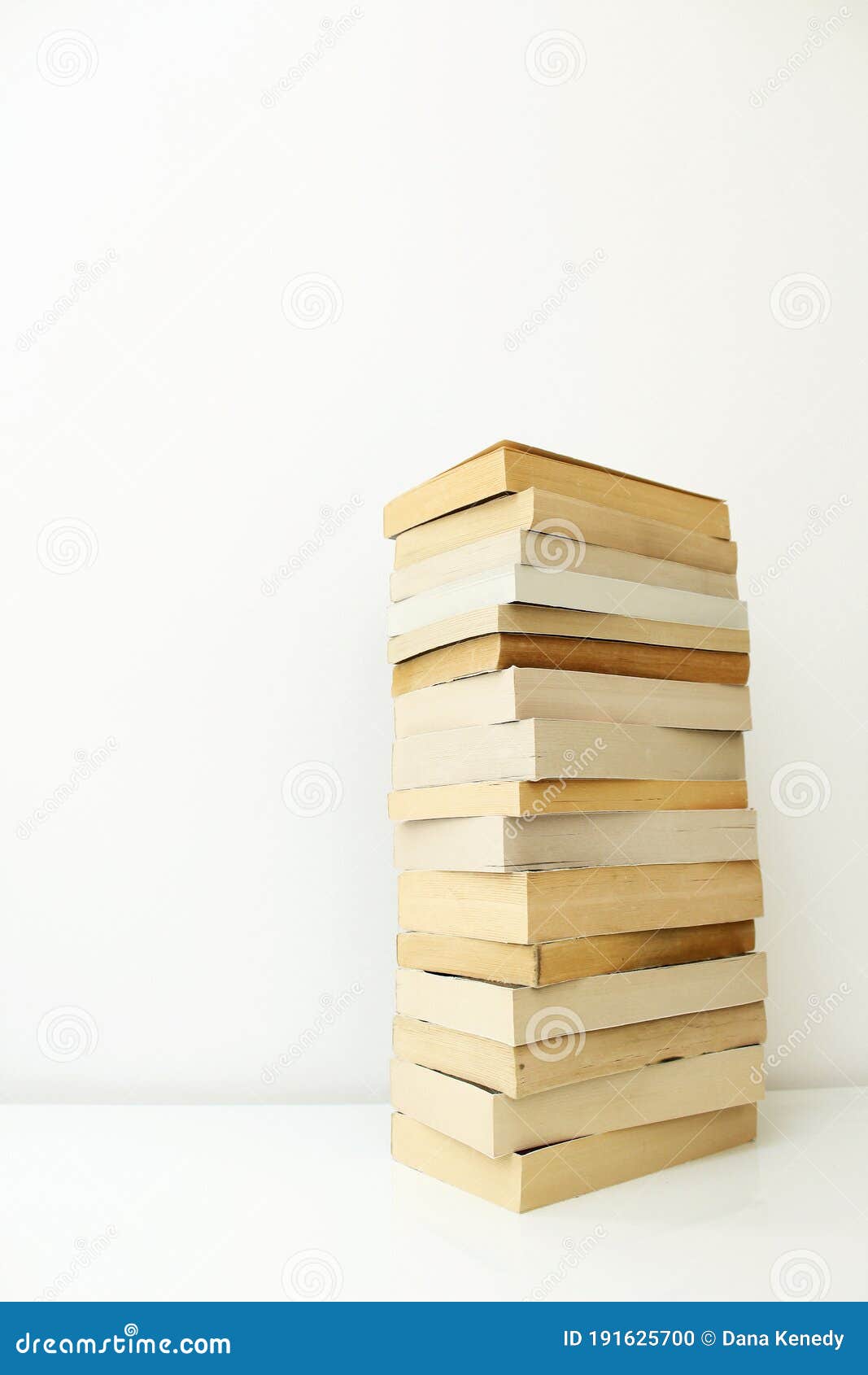 Stack of Paperback Books Against White Background with only the Pages ...
