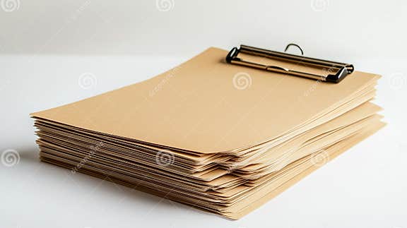 A Stack of Papers with a Clipboard on Top Stock Illustration ...