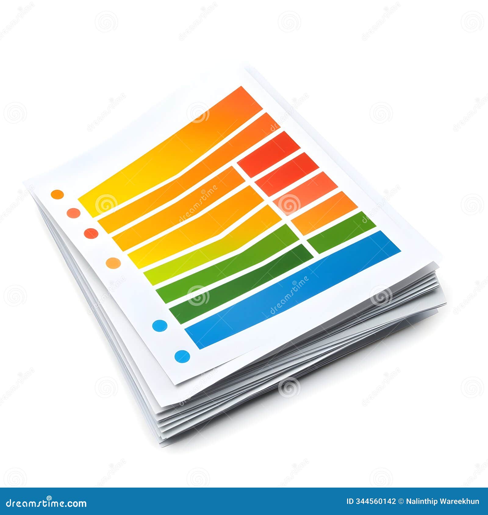 A Stack of Papers with a Colorful Chart on Top Stock Illustration ...