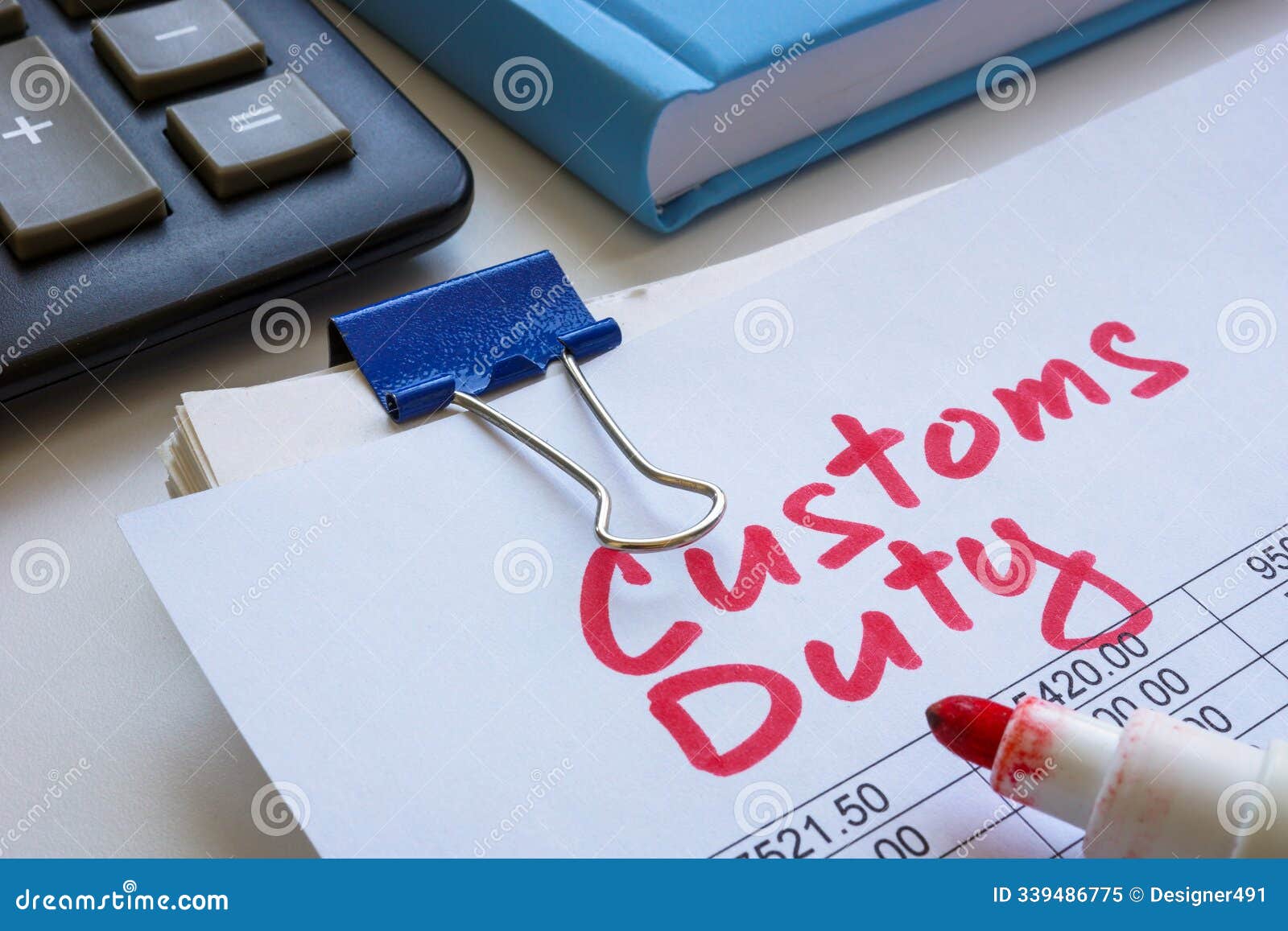 Stack of Papers with a Customs Duty Label. Stock Image - Image of ...