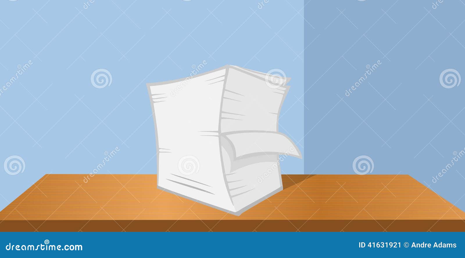 Stack Of Papers On Desk Stock Illustration - Image: 41631921