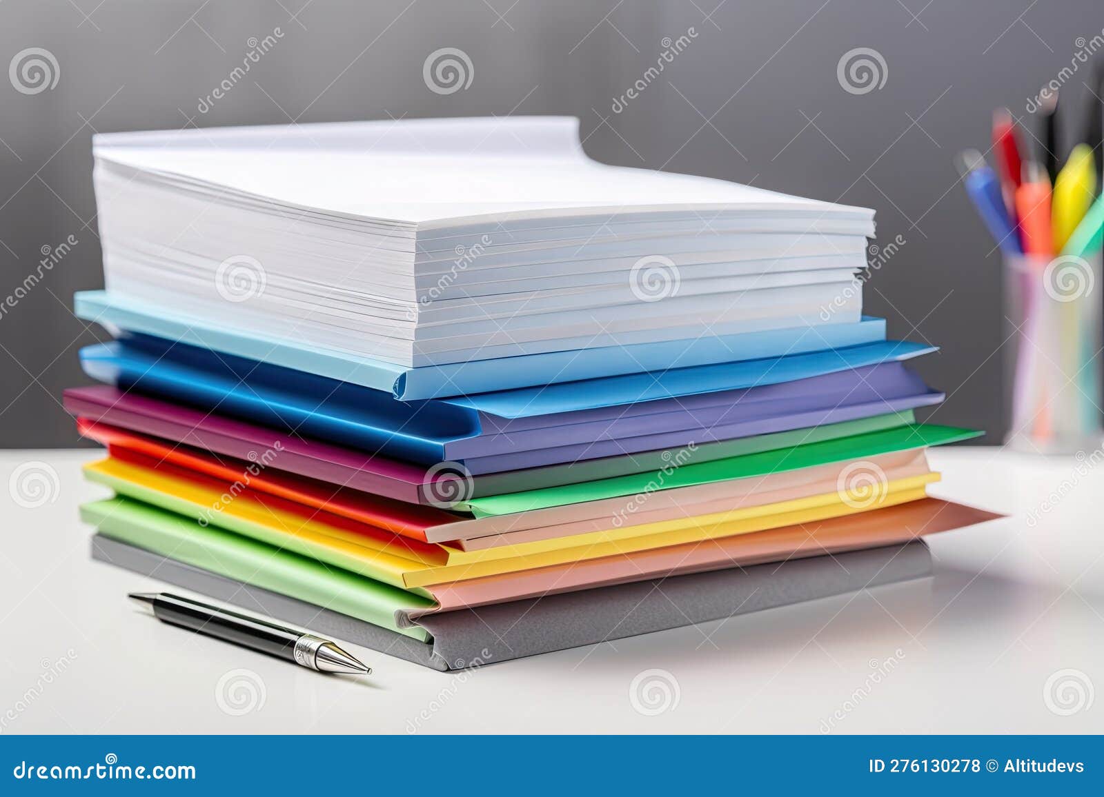 Stack of Papers with Different Colored Tabs, Organized in Neat and Tidy ... Stack of Papers with Different Colored Tabs, Organized in Neat and Tidy ...