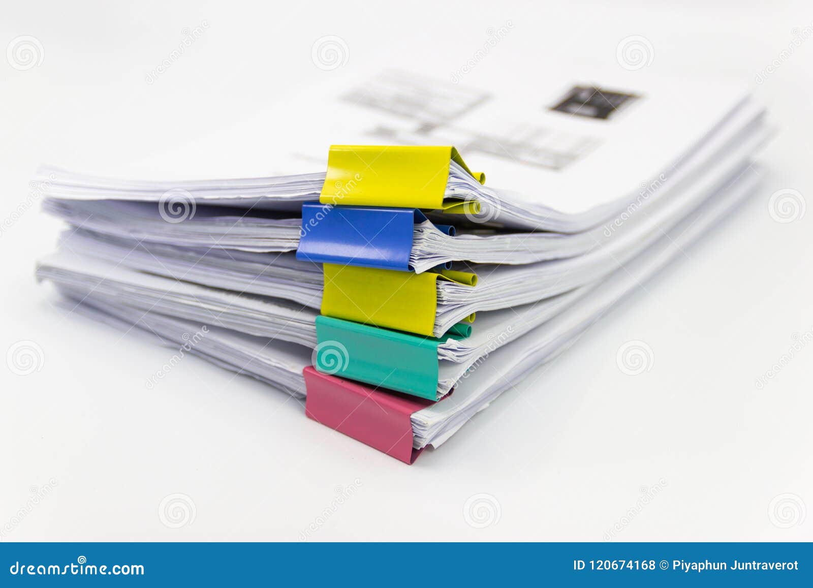 Stack of Papers Documents in Archives Files with Paper Clips Stock ...