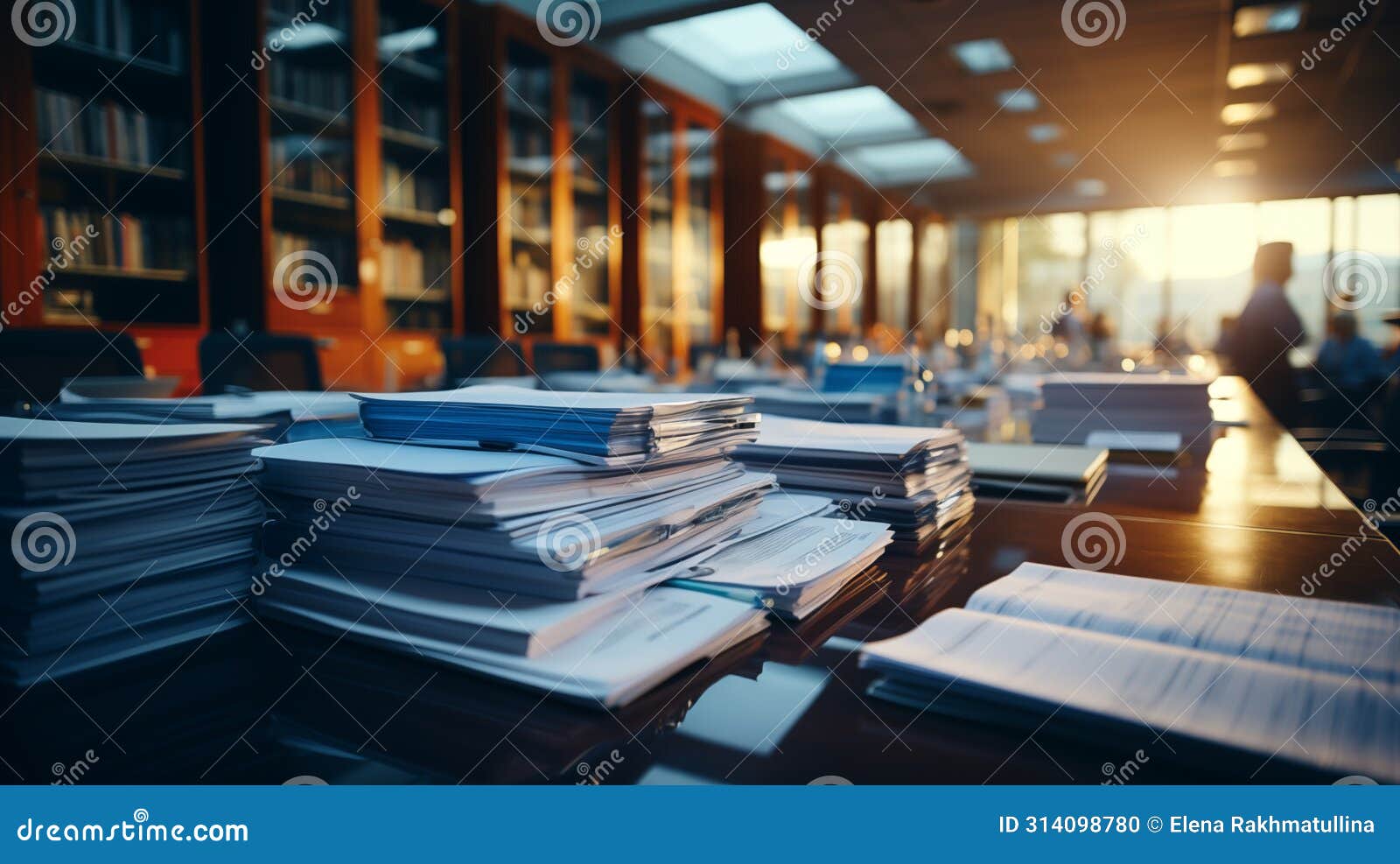 A Stack of Papers and Documents on a Table in a Public Library or a ...